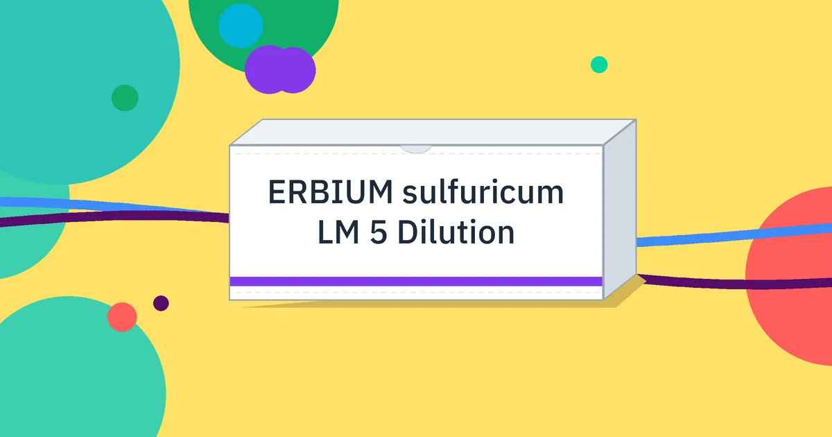 Symbolbild: Packung mit der Aufschrift ERBIUM sulfuricum LM 5 Dilution (PZN 13473817) – Verfügbarkeit und Bezug in Apotheken in Frankfurt am Main