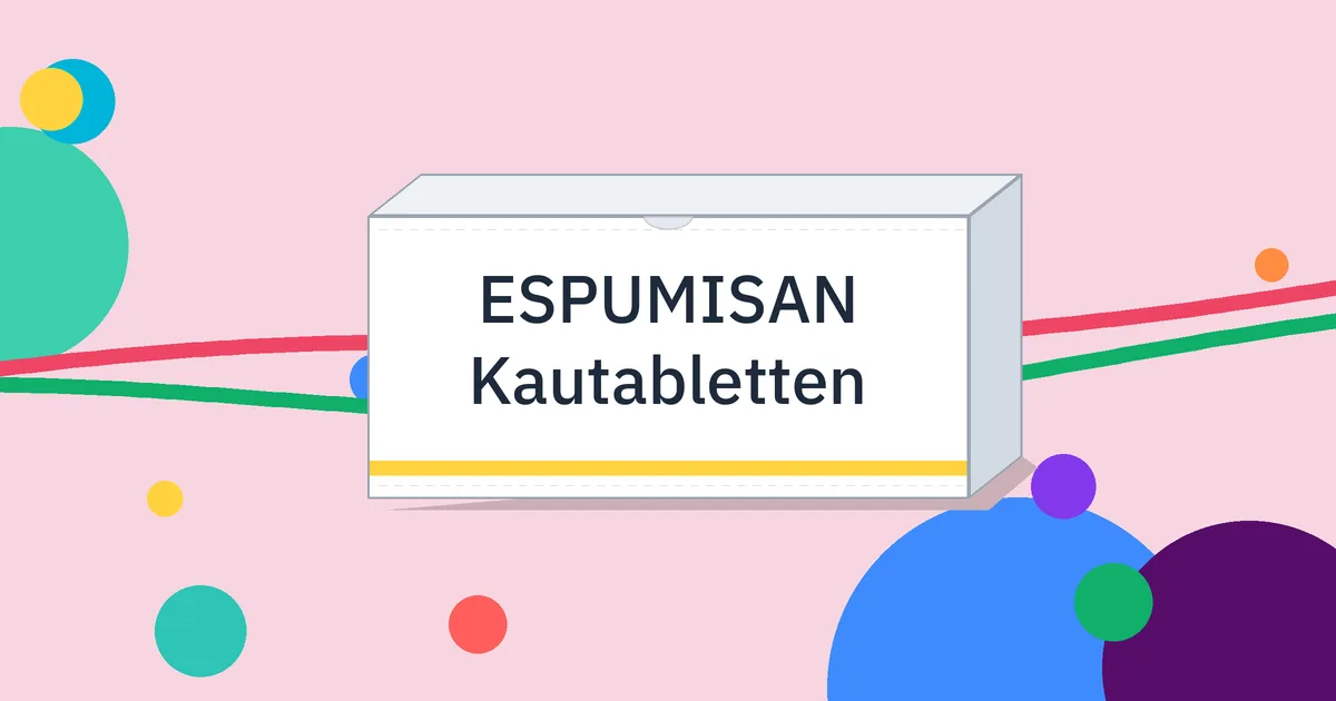 Symbolbild: Packung mit der Aufschrift ESPUMISAN Kautabletten (PZN 06882030) – Verfügbarkeit und Bezug in Apotheken in Frankfurt am Main