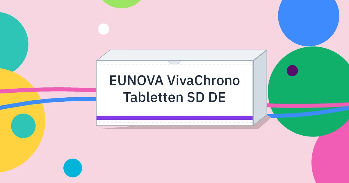 Symbolbild: Packung mit der Aufschrift EUNOVA VivaChrono Tabletten SD DE (PZN 18442891) – Verfügbarkeit und Bezug in Apotheken in Frankfurt am Main