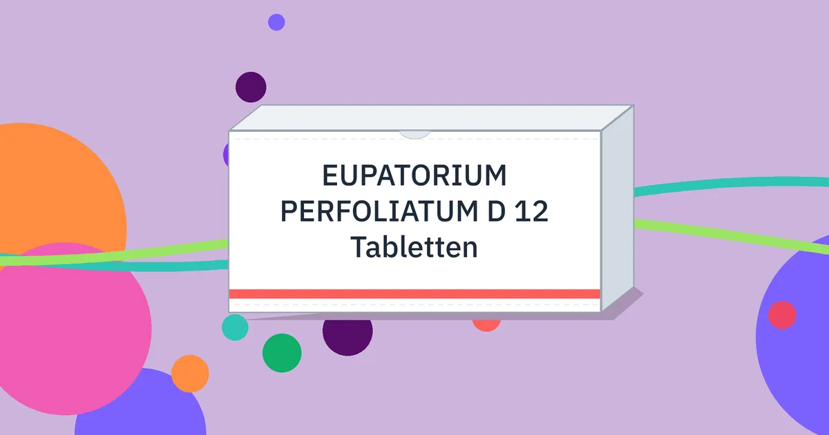 Symbolbild: Packung mit der Aufschrift EUPATORIUM PERFOLIATUM D 12 Tabletten (PZN 07167559) – Verfügbarkeit und Bezug in Apotheken in Frankfurt am Main