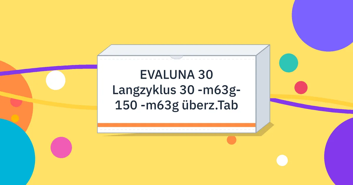 Symbolbild: Packung mit der Aufschrift EVALUNA 30 Langzyklus 30 -m63g-150 -m63g überz.Tab (PZN 15258566) – Verfügbarkeit und Bezug in Apotheken in Frankfurt am Main