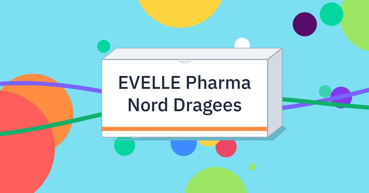 Symbolbild: Packung mit der Aufschrift EVELLE Pharma Nord Dragees (PZN 04766555) – Verfügbarkeit und Bezug in Apotheken in Frankfurt am Main