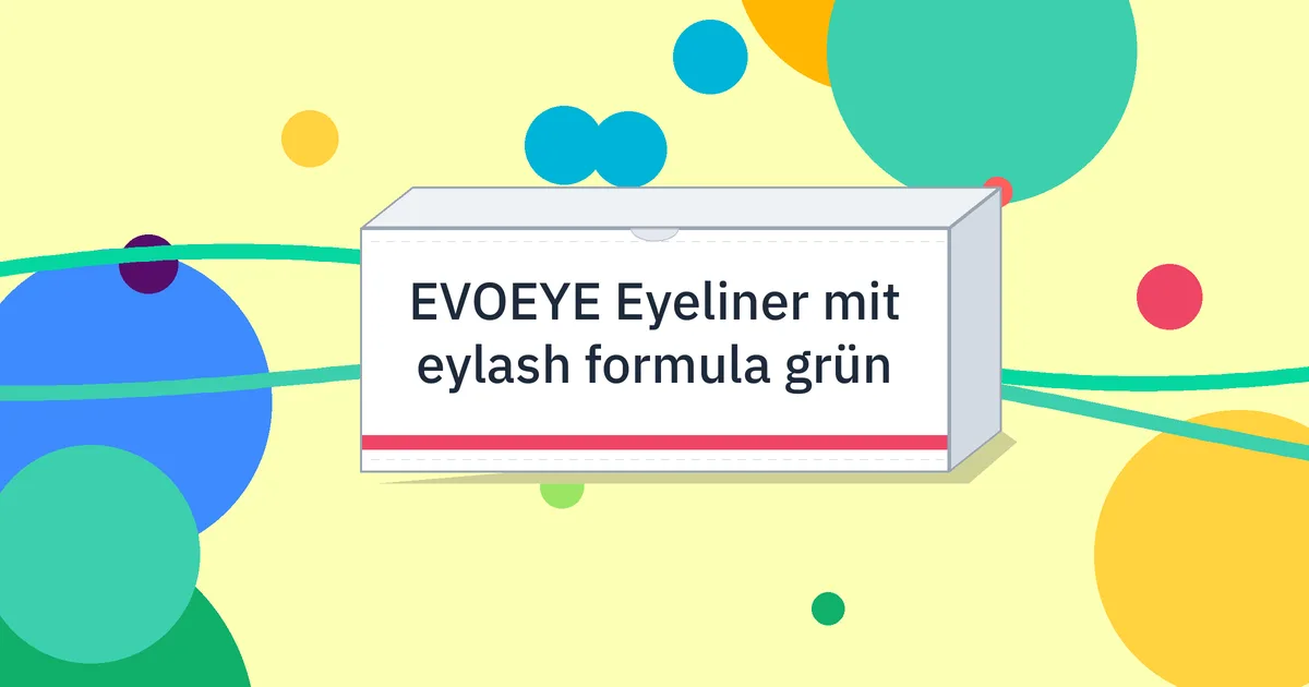 Symbolbild: Packung mit der Aufschrift EVOEYE Eyeliner mit eylash formula grün (PZN 13567412) – Verfügbarkeit und Bezug in Apotheken in Frankfurt am Main