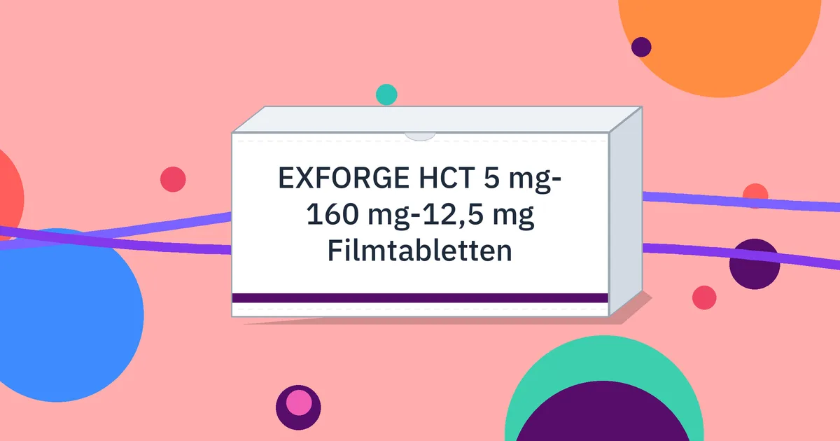 Symbolbild: Packung mit der Aufschrift EXFORGE HCT 5 mg-160 mg-12,5 mg Filmtabletten (PZN 12555950) – Verfügbarkeit und Bezug in Apotheken in Frankfurt am Main