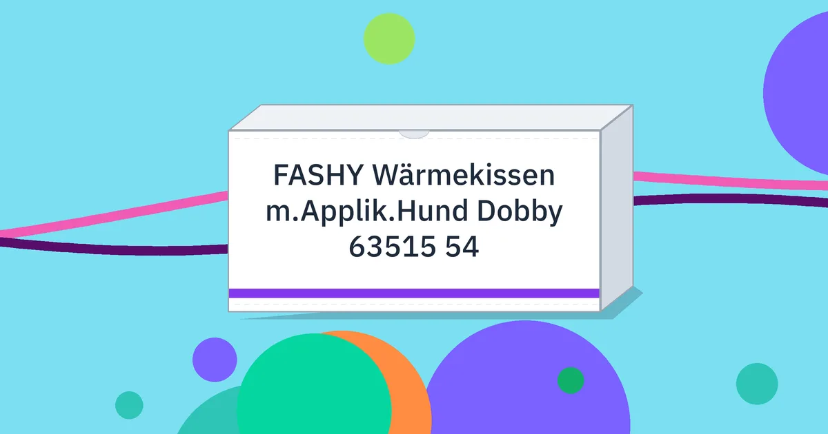 Symbolbild: Packung mit der Aufschrift FASHY Wärmekissen m.Applik.Hund Dobby 63515 54 (PZN 15572676) – Verfügbarkeit und Bezug in Apotheken in Frankfurt am Main