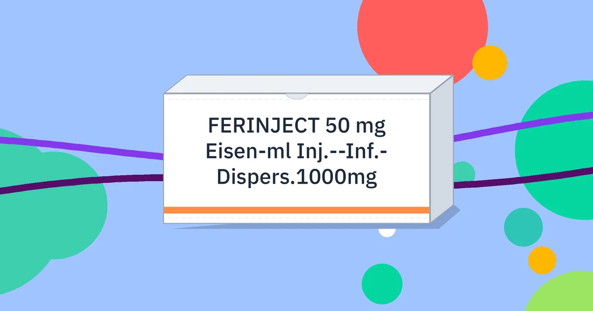 Symbolbild: Packung mit der Aufschrift FERINJECT 50 mg Eisen-ml Inj.--Inf.-Dispers.1000mg (PZN 19744200) – Verfügbarkeit und Bezug in Apotheken in Frankfurt am Main