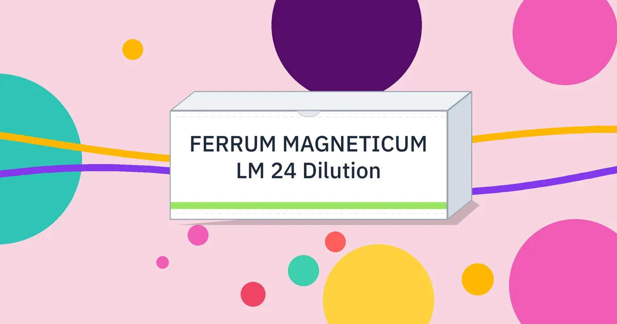Symbolbild: Packung mit der Aufschrift FERRUM MAGNETICUM LM 24 Dilution (PZN 12850005) – Verfügbarkeit und Bezug in Apotheken in Frankfurt am Main