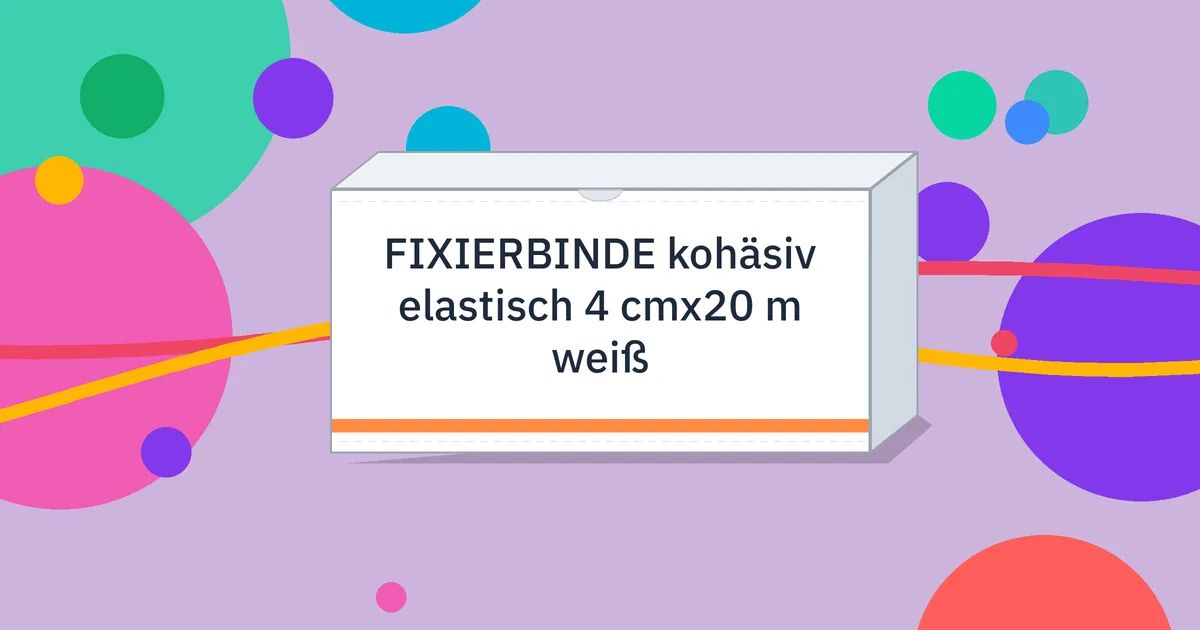 Symbolbild: Packung mit der Aufschrift FIXIERBINDE kohäsiv elastisch 4 cmx20 m weiß (PZN 10351806) – Verfügbarkeit und Bezug in Apotheken in Frankfurt am Main