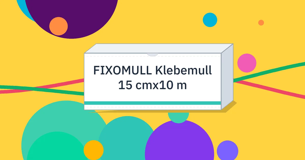 Symbolbild: Packung mit der Aufschrift FIXOMULL Klebemull 15 cmx10 m (PZN 19700680) – Verfügbarkeit und Bezug in Apotheken in Frankfurt am Main