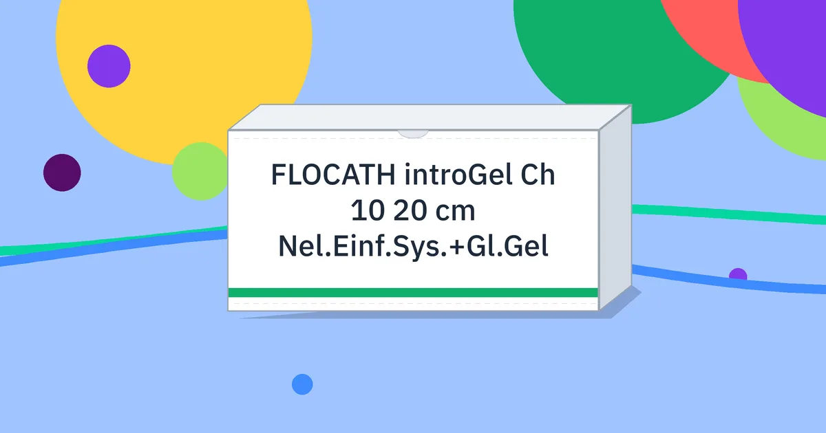 Symbolbild: Packung mit der Aufschrift FLOCATH introGel Ch 10 20 cm Nel.Einf.Sys.+Gl.Gel (PZN 05018683) – Verfügbarkeit und Bezug in Apotheken in Frankfurt am Main