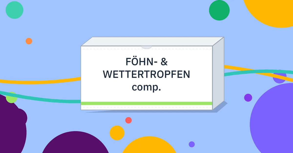 Symbolbild: Packung mit der Aufschrift FÖHN- & WETTERTROPFEN comp. (PZN 00592905) – Verfügbarkeit und Bezug in Apotheken in Frankfurt am Main