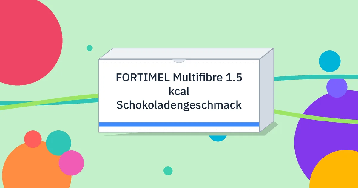 Symbolbild: Packung mit der Aufschrift FORTIMEL Multifibre 1.5 kcal Schokoladengeschmack (PZN 19751370) – Verfügbarkeit und Bezug in Apotheken in Frankfurt am Main