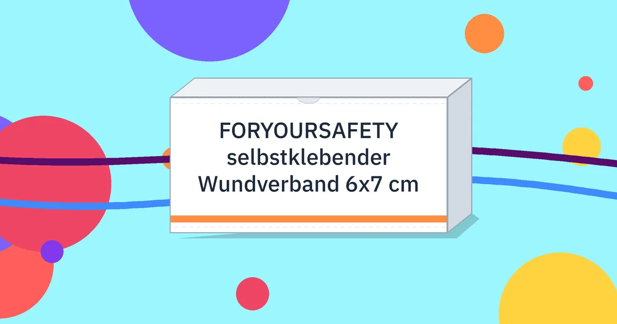 Symbolbild: Packung mit der Aufschrift FORYOURSAFETY selbstklebender Wundverband 6x7 cm (PZN 19211739) – Verfügbarkeit und Bezug in Apotheken in Frankfurt am Main