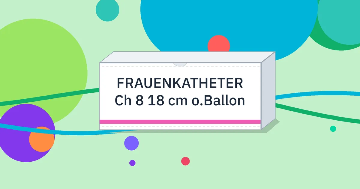 Symbolbild: Packung mit der Aufschrift FRAUENKATHETER Ch 8 18 cm o.Ballon (PZN 09092050) – Verfügbarkeit und Bezug in Apotheken in Frankfurt am Main