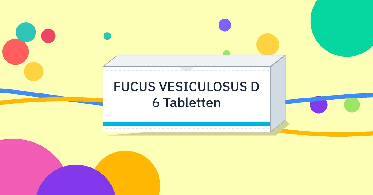 Symbolbild: Packung mit der Aufschrift FUCUS VESICULOSUS D 6 Tabletten (PZN 02898985) – Verfügbarkeit und Bezug in Apotheken in Frankfurt am Main
