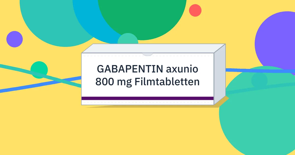 Symbolbild: Packung mit der Aufschrift GABAPENTIN axunio 800 mg Filmtabletten (PZN 18705066) – Verfügbarkeit und Bezug in Apotheken in Frankfurt am Main