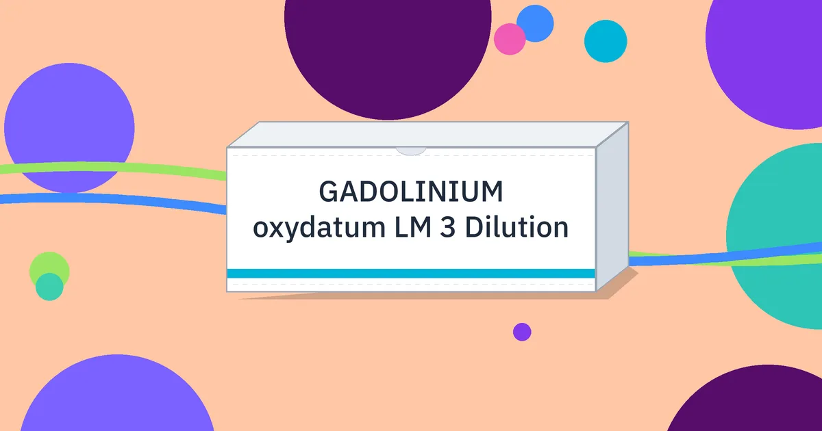 Symbolbild: Packung mit der Aufschrift GADOLINIUM oxydatum LM 3 Dilution (PZN 13494251) – Verfügbarkeit und Bezug in Apotheken in Frankfurt am Main