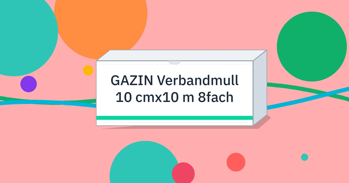 Symbolbild: Packung mit der Aufschrift GAZIN Verbandmull 10 cmx10 m 8fach (PZN 01185993) – Verfügbarkeit und Bezug in Apotheken in Frankfurt am Main