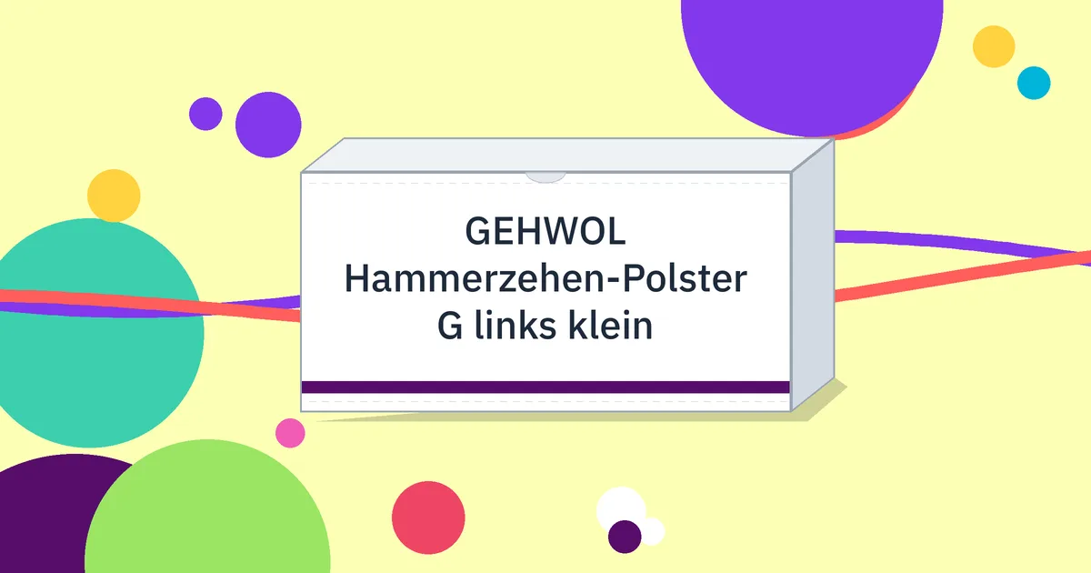 Symbolbild: Packung mit der Aufschrift GEHWOL Hammerzehen-Polster G links klein (PZN 16599849) – Verfügbarkeit und Bezug in Apotheken in Frankfurt am Main