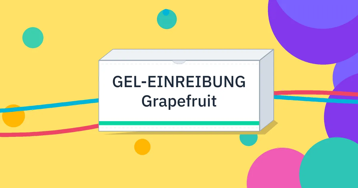Symbolbild: Packung mit der Aufschrift GEL-EINREIBUNG Grapefruit (PZN 16860058) – Verfügbarkeit und Bezug in Apotheken in Frankfurt am Main