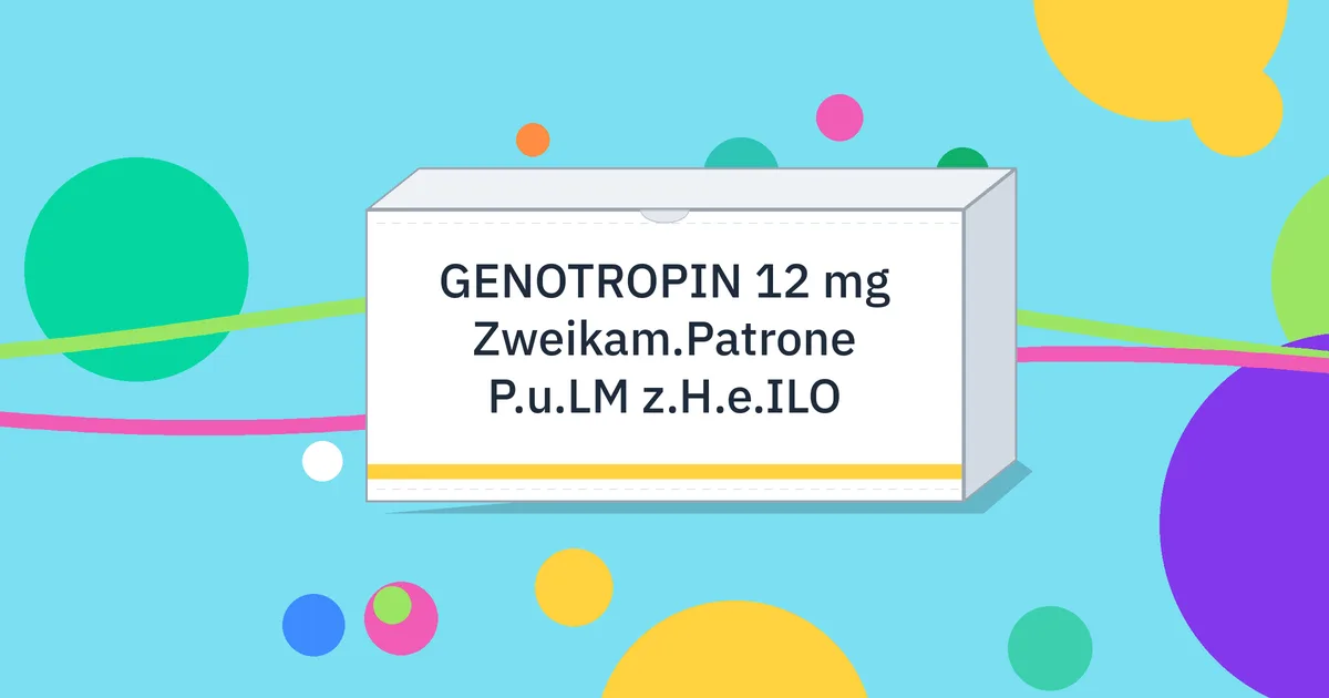 Symbolbild: Packung mit der Aufschrift GENOTROPIN 12 mg Zweikam.Patrone P.u.LM z.H.e.ILO (PZN 17277734) – Verfügbarkeit und Bezug in Apotheken in Frankfurt am Main
