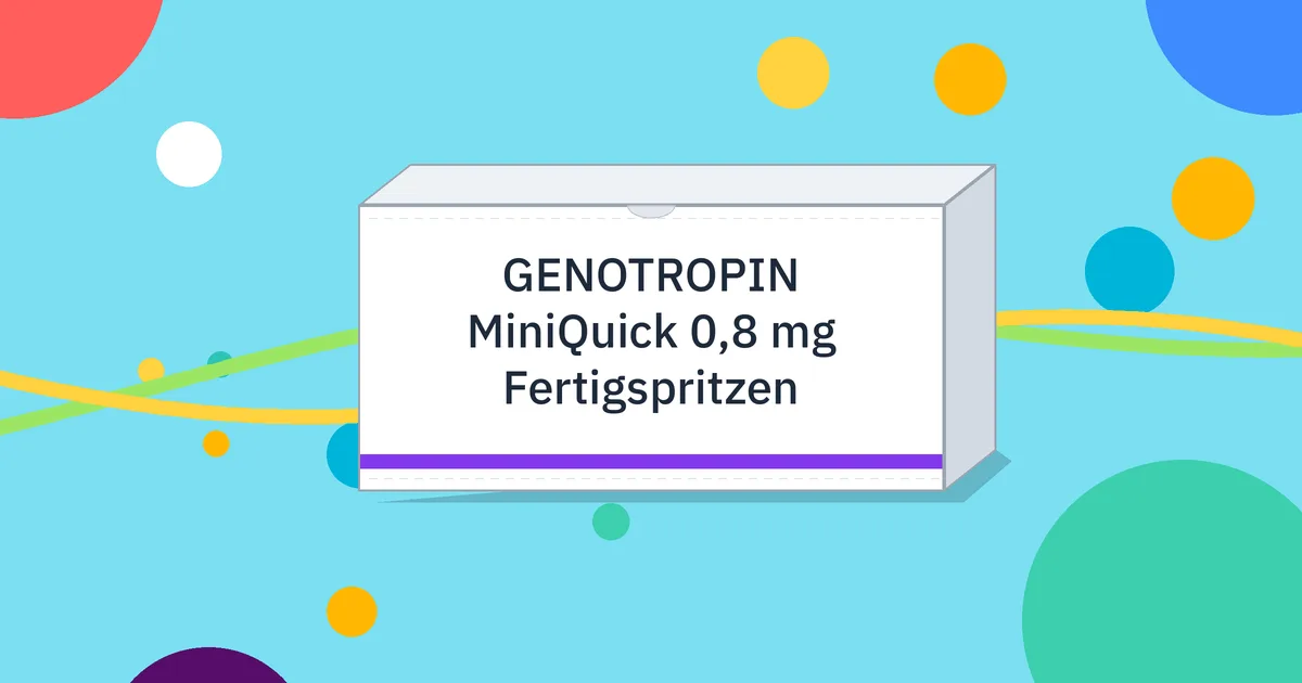 Symbolbild: Packung mit der Aufschrift GENOTROPIN MiniQuick 0,8 mg Fertigspritzen (PZN 03001046) – Verfügbarkeit und Bezug in Apotheken in Frankfurt am Main