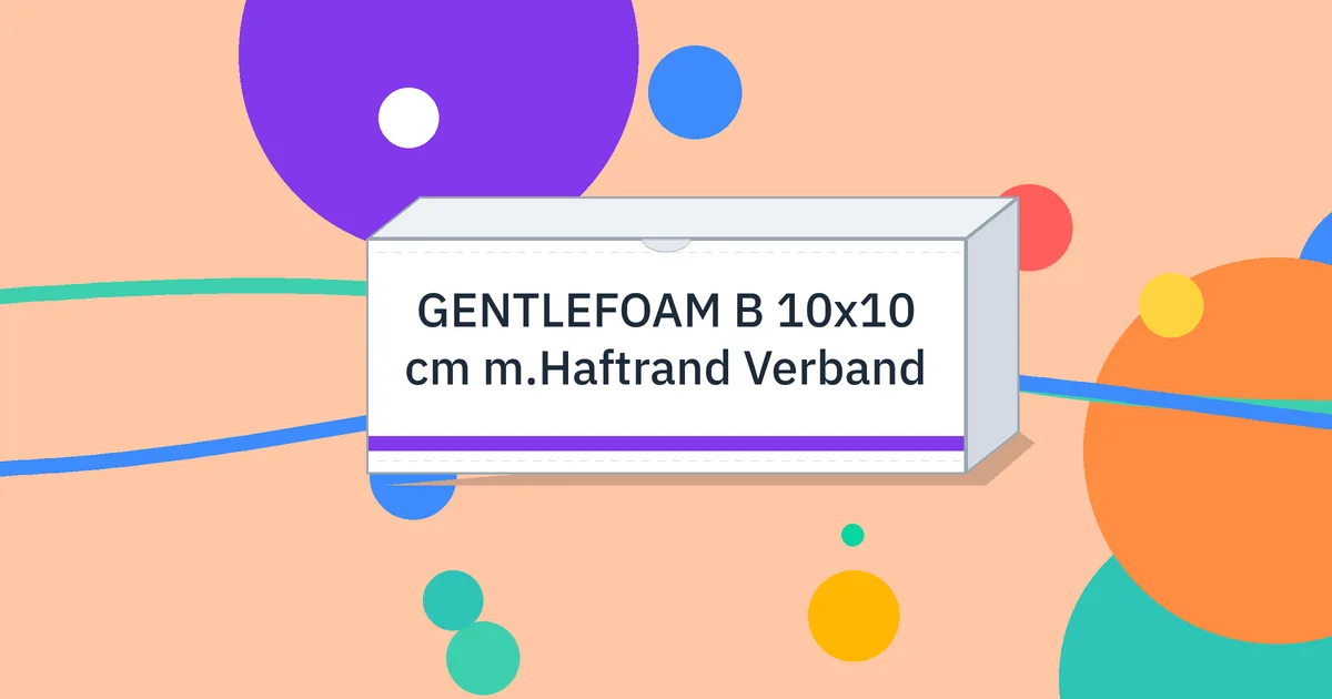 Symbolbild: Packung mit der Aufschrift GENTLEFOAM B 10x10 cm m.Haftrand Verband (PZN 19721067) – Verfügbarkeit und Bezug in Apotheken in Frankfurt am Main