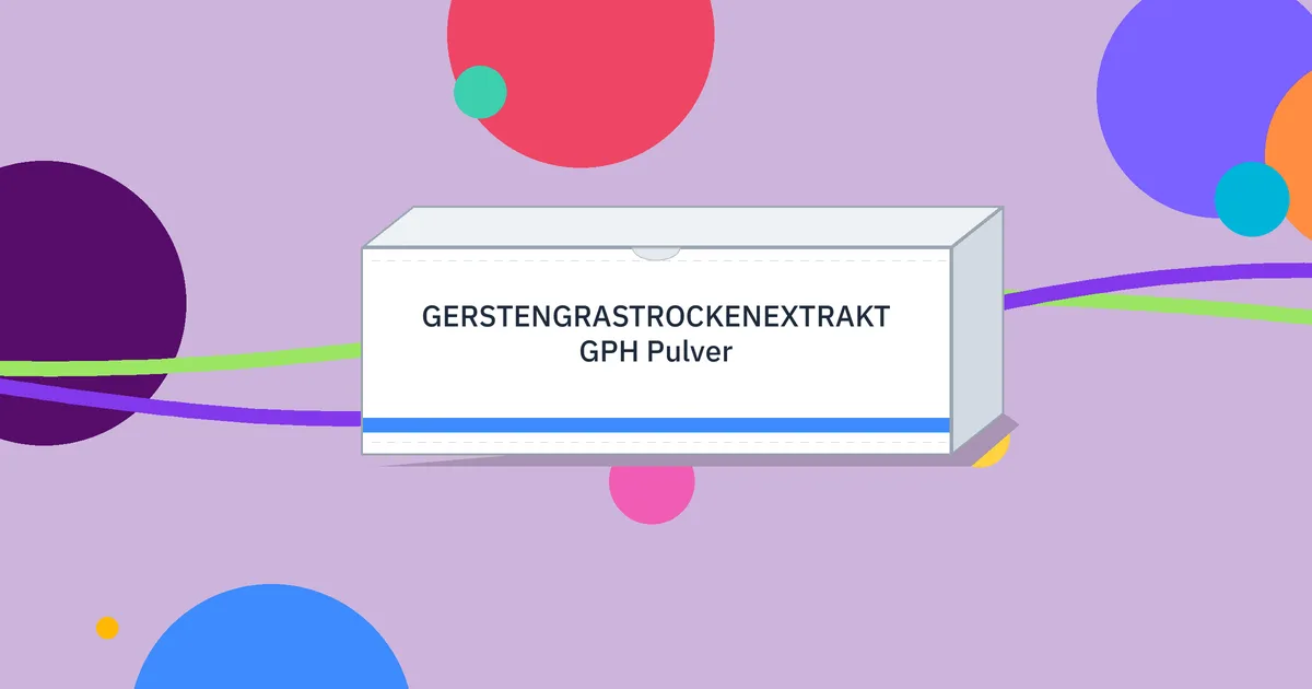 Symbolbild: Packung mit der Aufschrift GERSTENGRASTROCKENEXTRAKT GPH Pulver (PZN 12645989) – Verfügbarkeit und Bezug in Apotheken in Frankfurt am Main