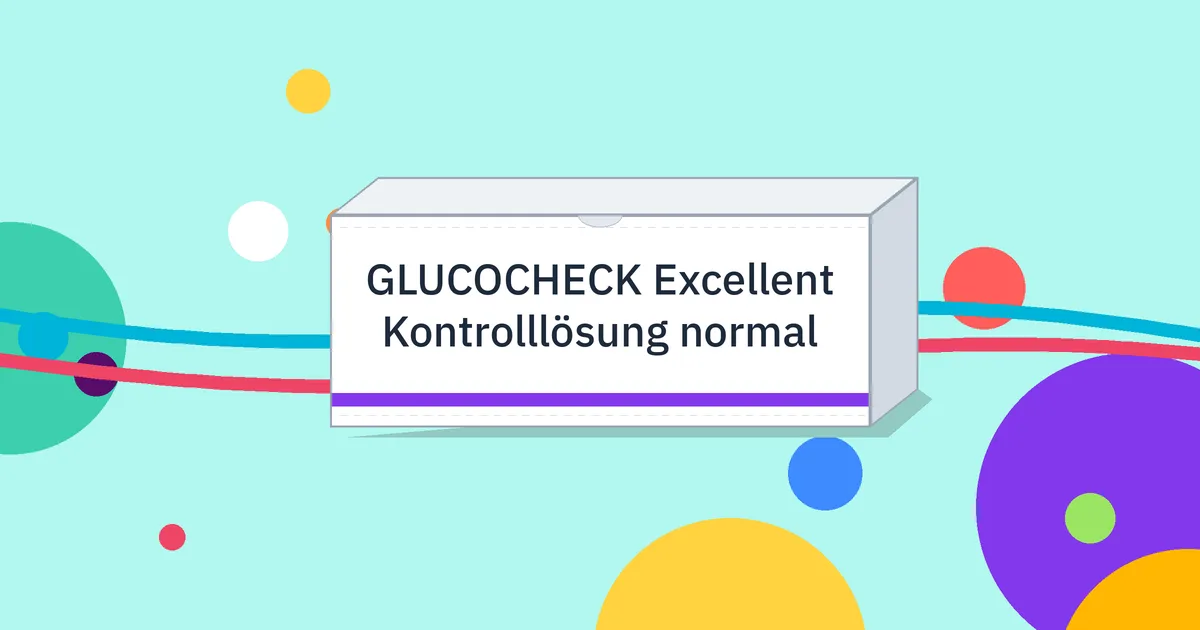 Symbolbild: Packung mit der Aufschrift GLUCOCHECK Excellent Kontrolllösung normal (PZN 09121107) – Verfügbarkeit und Bezug in Apotheken in Frankfurt am Main