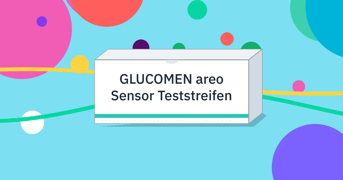 Symbolbild: Packung mit der Aufschrift GLUCOMEN areo Sensor Teststreifen (PZN 17152978) – Verfügbarkeit und Bezug in Apotheken in Frankfurt am Main