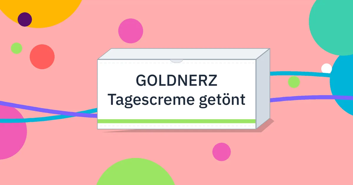 Symbolbild: Packung mit der Aufschrift GOLDNERZ Tagescreme getönt (PZN 03384610) – Verfügbarkeit und Bezug in Apotheken in Frankfurt am Main