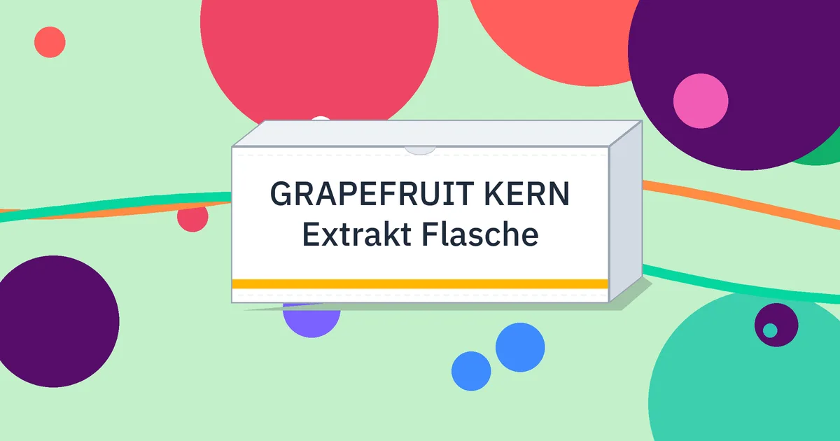 Symbolbild: Packung mit der Aufschrift GRAPEFRUIT KERN Extrakt Flasche (PZN 16936637) – Verfügbarkeit und Bezug in Apotheken in Frankfurt am Main