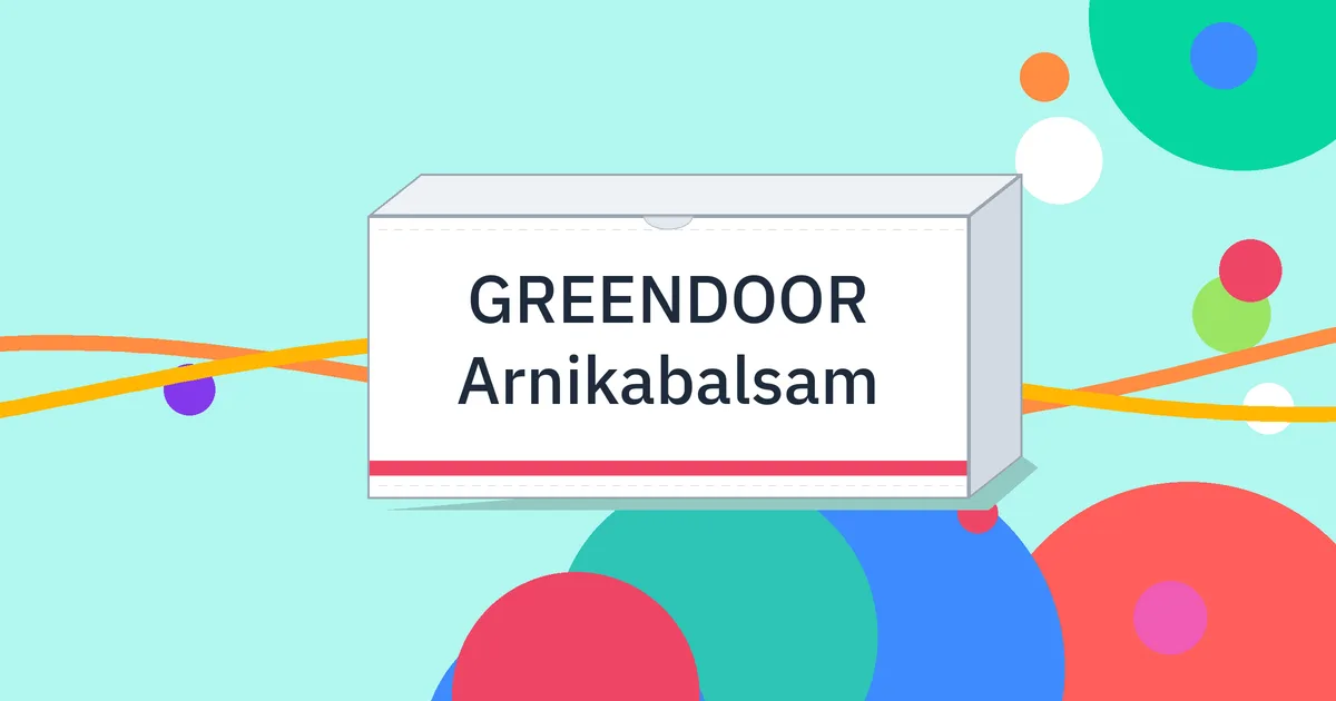 Symbolbild: Packung mit der Aufschrift GREENDOOR Arnikabalsam (PZN 15406788) – Verfügbarkeit und Bezug in Apotheken in Frankfurt am Main