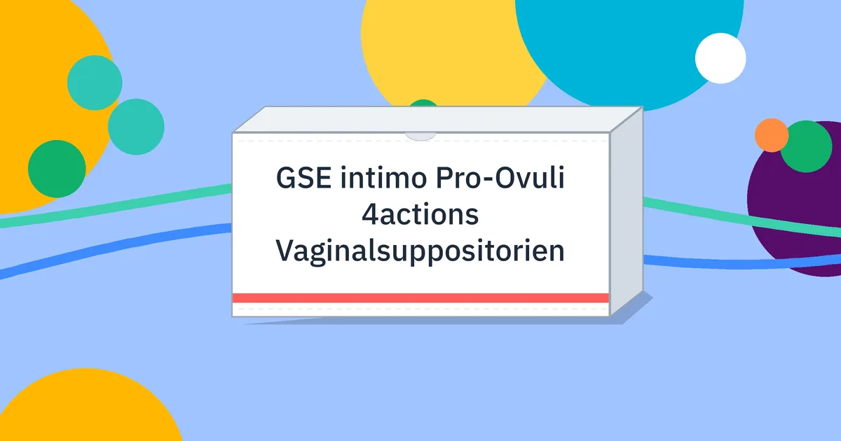 Symbolbild: Packung mit der Aufschrift GSE intimo Pro-Ovuli 4actions Vaginalsuppositorien (PZN 19417079) – Verfügbarkeit und Bezug in Apotheken in Frankfurt am Main