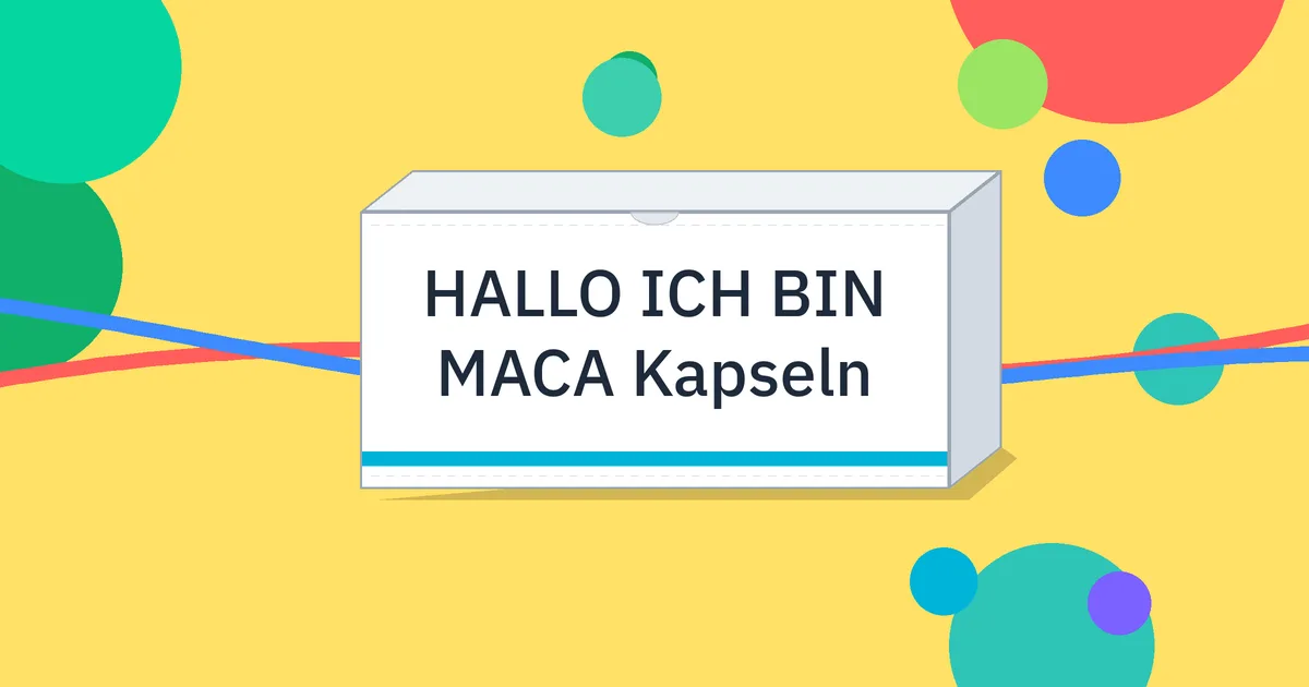 Symbolbild: Packung mit der Aufschrift HALLO ICH BIN MACA Kapseln (PZN 14321015) – Verfügbarkeit und Bezug in Apotheken in Frankfurt am Main