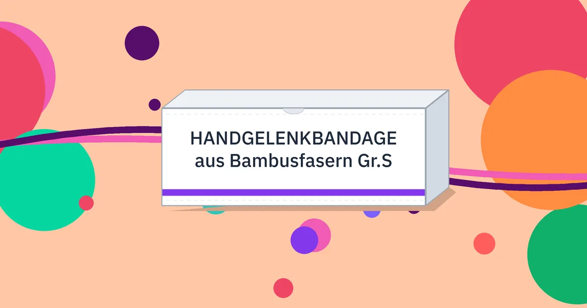 Symbolbild: Packung mit der Aufschrift HANDGELENKBANDAGE aus Bambusfasern Gr.S (PZN 13057645) – Verfügbarkeit und Bezug in Apotheken in Frankfurt am Main