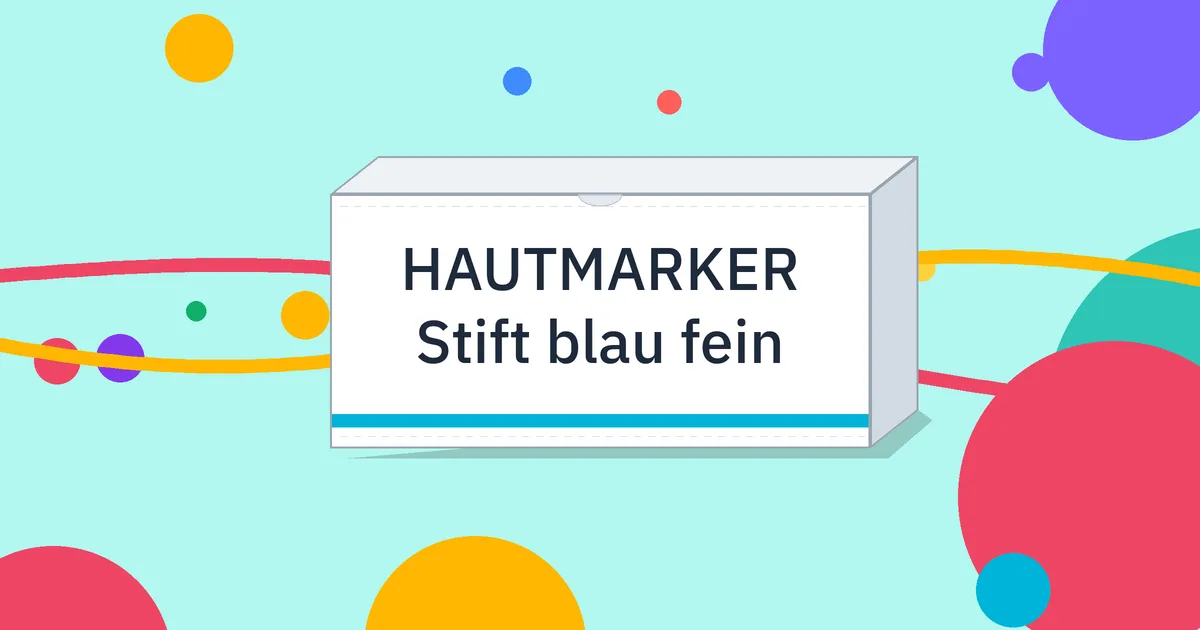 Symbolbild: Packung mit der Aufschrift HAUTMARKER Stift blau fein (PZN 09430883) – Verfügbarkeit und Bezug in Apotheken in Frankfurt am Main