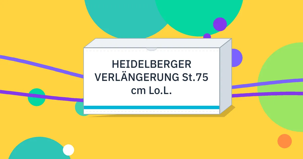 Symbolbild: Packung mit der Aufschrift HEIDELBERGER VERLÄNGERUNG St.75 cm Lo.L. (PZN 02133113) – Verfügbarkeit und Bezug in Apotheken in Frankfurt am Main