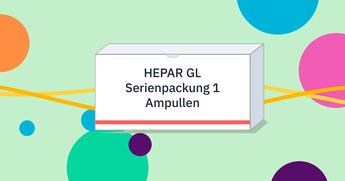 Symbolbild: Packung mit der Aufschrift HEPAR GL Serienpackung 1 Ampullen (PZN 00847989) – Verfügbarkeit und Bezug in Apotheken in Frankfurt am Main