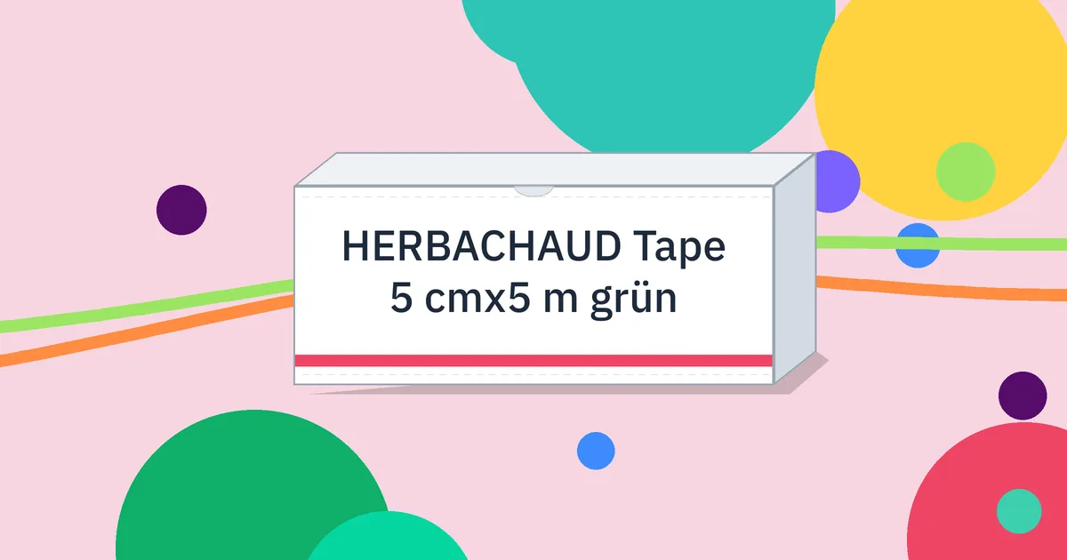Symbolbild: Packung mit der Aufschrift HERBACHAUD Tape 5 cmx5 m grün (PZN 14028338) – Verfügbarkeit und Bezug in Apotheken in Frankfurt am Main