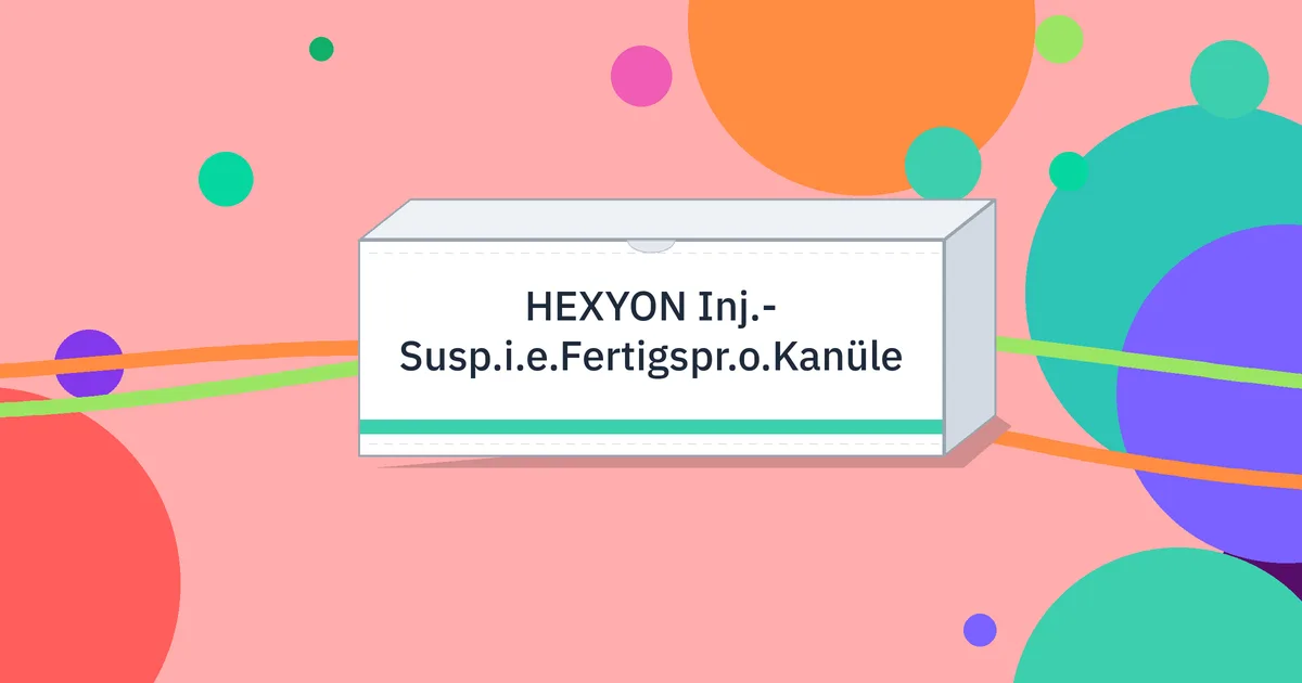 Symbolbild: Packung mit der Aufschrift HEXYON Inj.-Susp.i.e.Fertigspr.o.Kanüle (PZN 19184770) – Verfügbarkeit und Bezug in Apotheken in Frankfurt am Main
