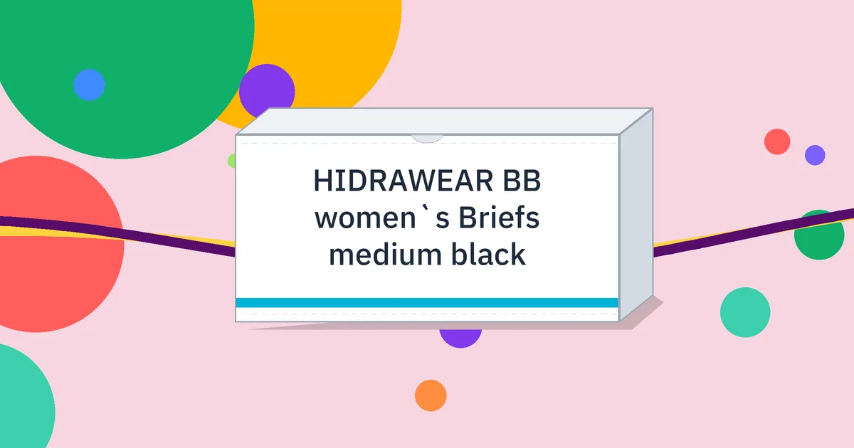 Symbolbild: Packung mit der Aufschrift HIDRAWEAR BB women`s Briefs medium black (PZN 17516311) – Verfügbarkeit und Bezug in Apotheken in Frankfurt am Main