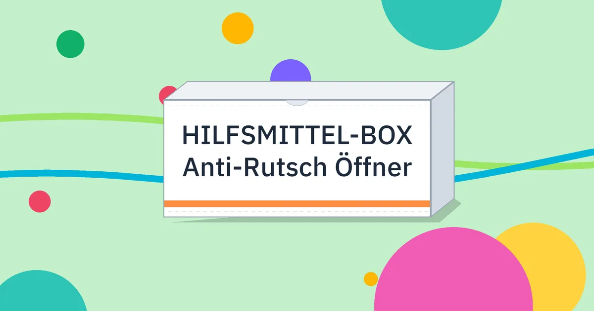Symbolbild: Packung mit der Aufschrift HILFSMITTEL-BOX Anti-Rutsch Öffner (PZN 14398785) – Verfügbarkeit und Bezug in Apotheken in Frankfurt am Main
