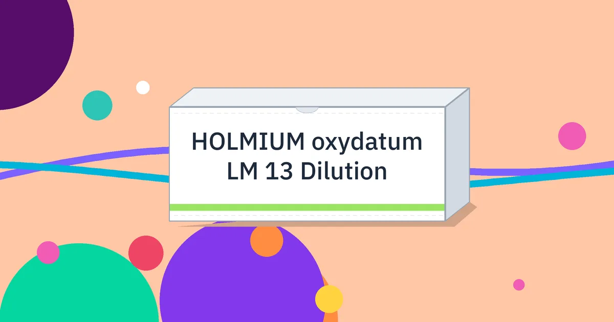 Symbolbild: Packung mit der Aufschrift HOLMIUM oxydatum LM 13 Dilution (PZN 13554898) – Verfügbarkeit und Bezug in Apotheken in Frankfurt am Main