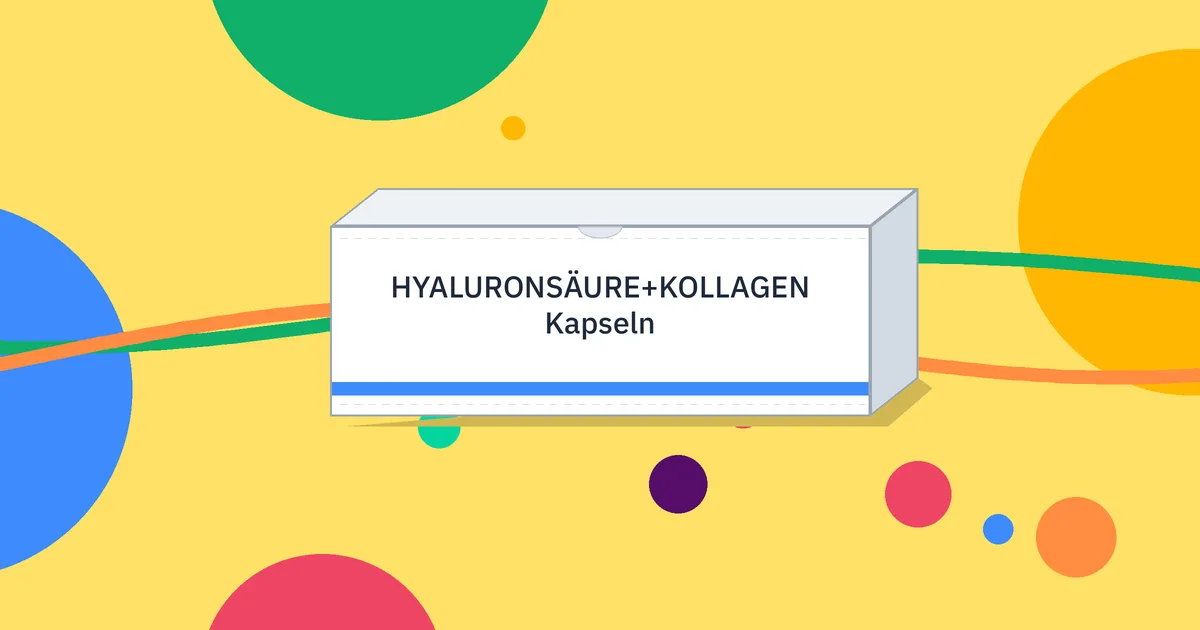 Symbolbild: Packung mit der Aufschrift HYALURONSÄURE+KOLLAGEN Kapseln (PZN 18878849) – Verfügbarkeit und Bezug in Apotheken in Frankfurt am Main