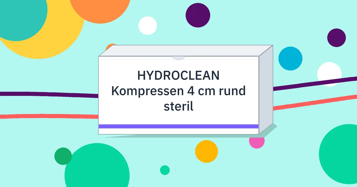 Symbolbild: Packung mit der Aufschrift HYDROCLEAN Kompressen 4 cm rund steril (PZN 19701099) – Verfügbarkeit und Bezug in Apotheken in Frankfurt am Main