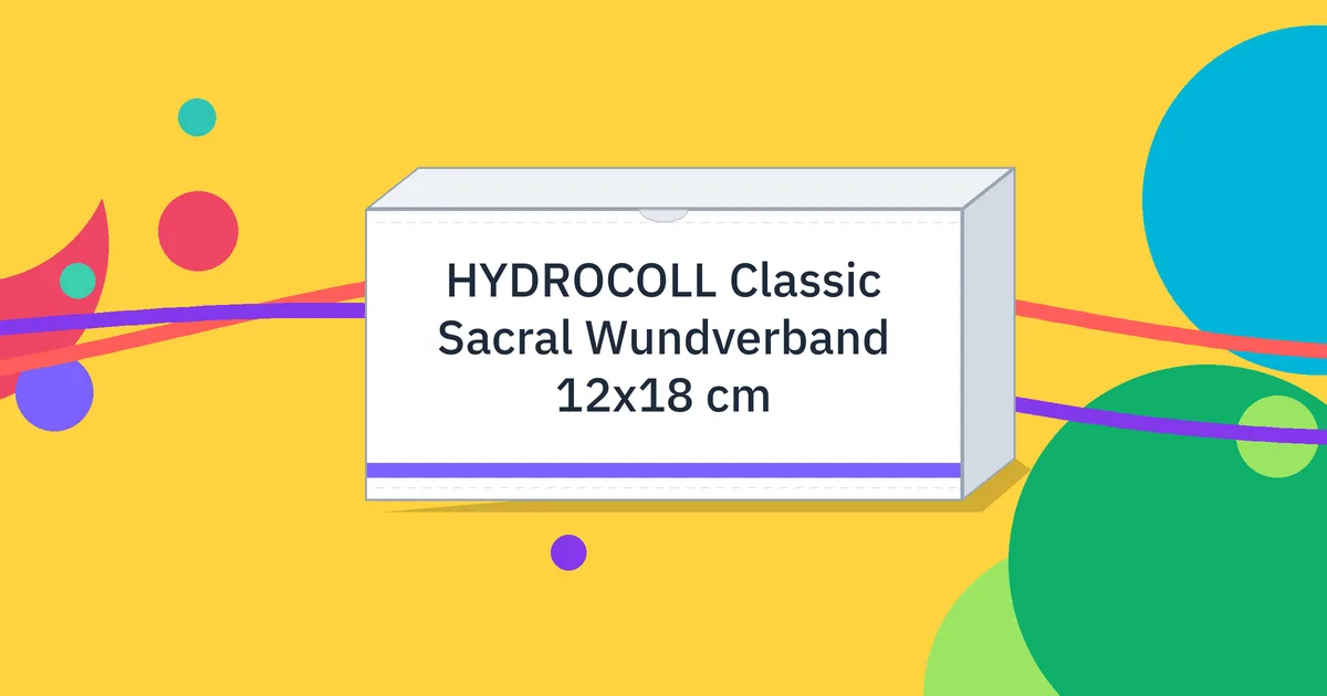 Symbolbild: Packung mit der Aufschrift HYDROCOLL Classic Sacral Wundverband 12x18 cm (PZN 19829681) – Verfügbarkeit und Bezug in Apotheken in Frankfurt am Main