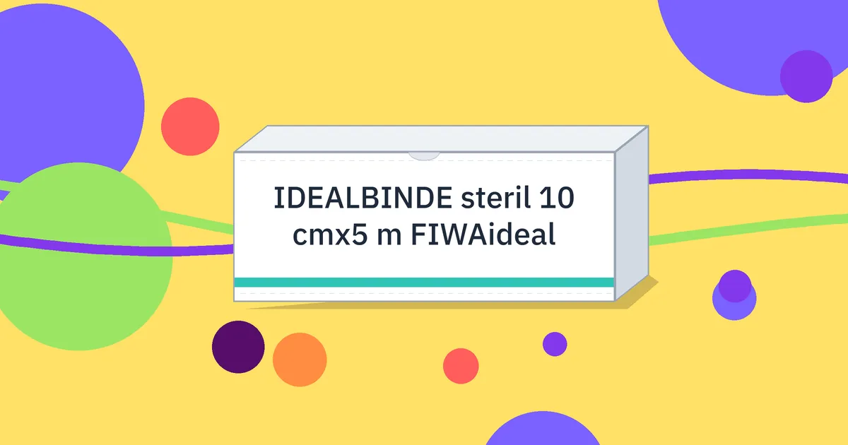 Symbolbild: Packung mit der Aufschrift IDEALBINDE steril 10 cmx5 m FIWAideal (PZN 11860119) – Verfügbarkeit und Bezug in Apotheken in Frankfurt am Main