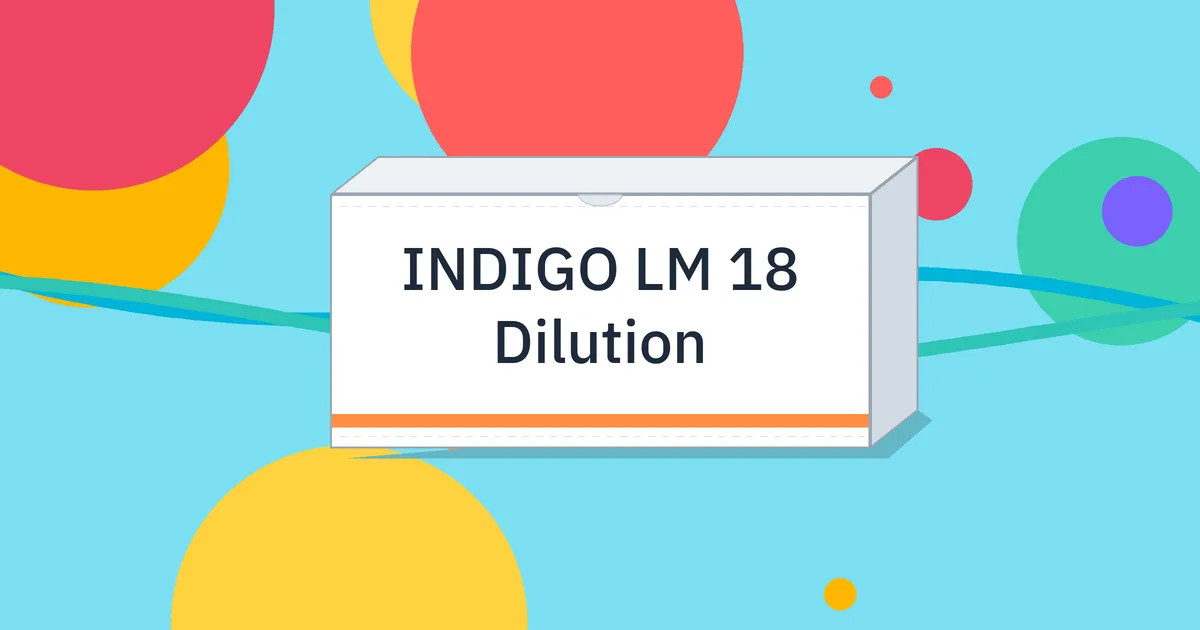 Symbolbild: Packung mit der Aufschrift INDIGO LM 18 Dilution (PZN 13559602) – Verfügbarkeit und Bezug in Apotheken in Frankfurt am Main