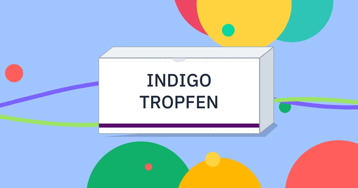 Symbolbild: Packung mit der Aufschrift INDIGO TROPFEN (PZN 15230668) – Verfügbarkeit und Bezug in Apotheken in Frankfurt am Main